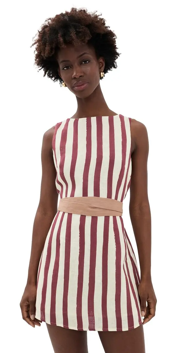 VRG GRL Lea Linen Mini Dress - Burgundy