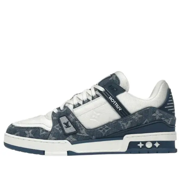 LOUIS VUITTON Trainer Low Monogram Denim Sneakers - White/blue