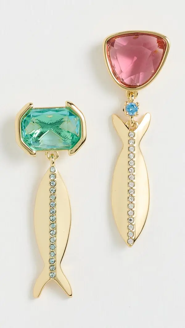 Mignonne Gavigan Paula Mismatched Fish Earrings With Cubic Zirconia
