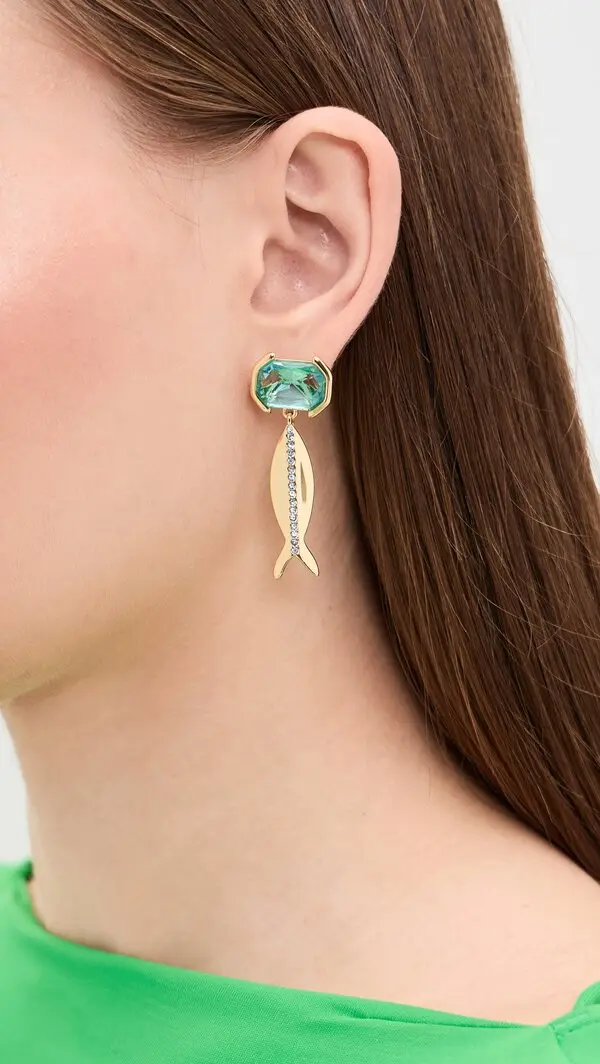 Mignonne Gavigan Paula Mismatched Fish Earrings With Cubic Zirconia