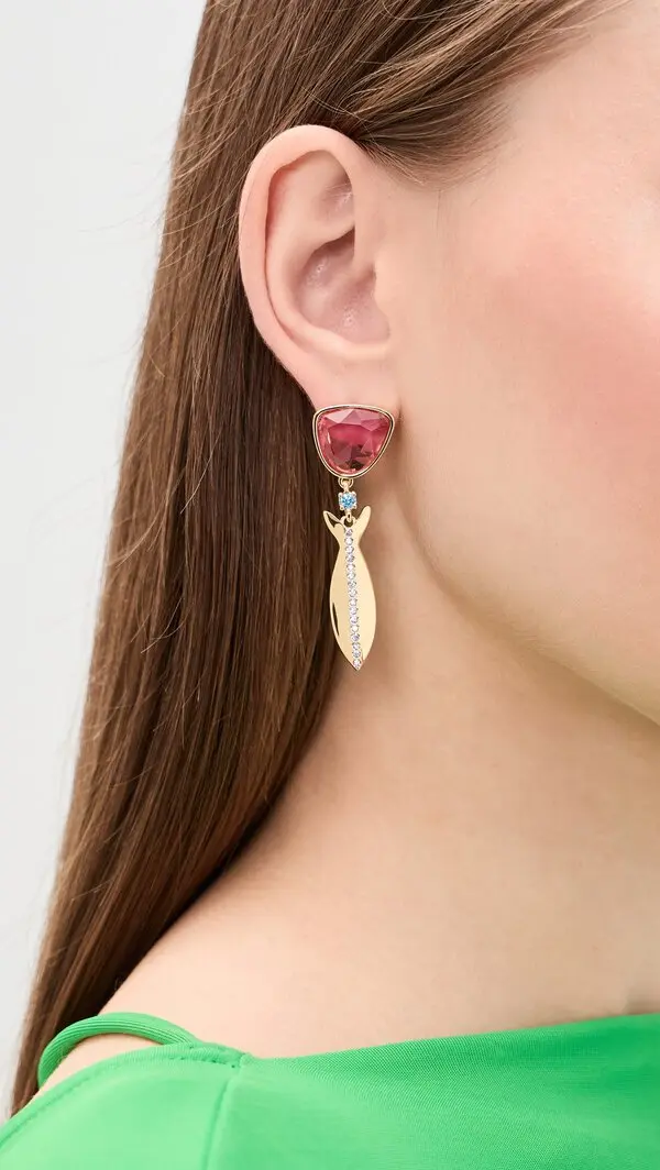 Mignonne Gavigan Paula Mismatched Fish Earrings With Cubic Zirconia