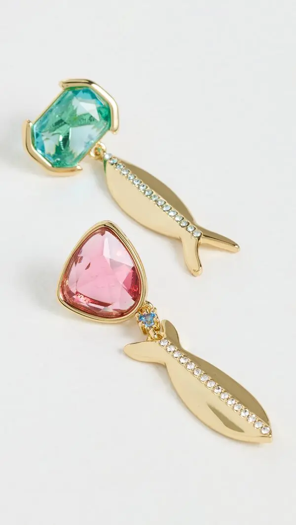 Mignonne Gavigan Paula Mismatched Fish Earrings With Cubic Zirconia