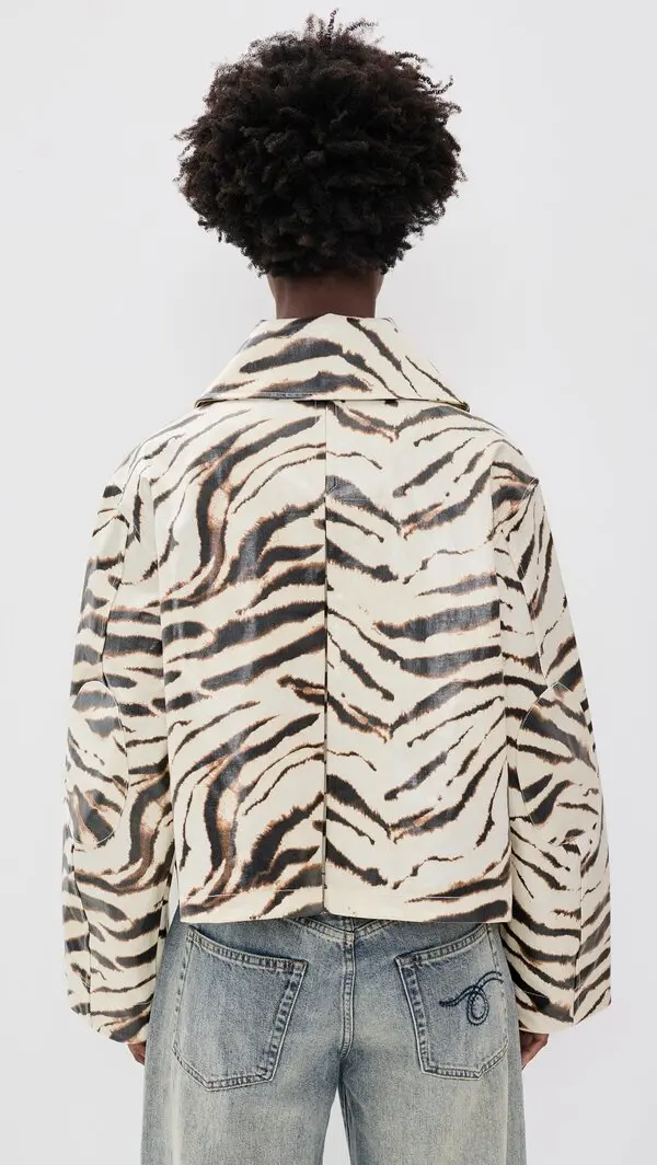 GANNI Printed Laminated Cotton Canvas Barn Jacket