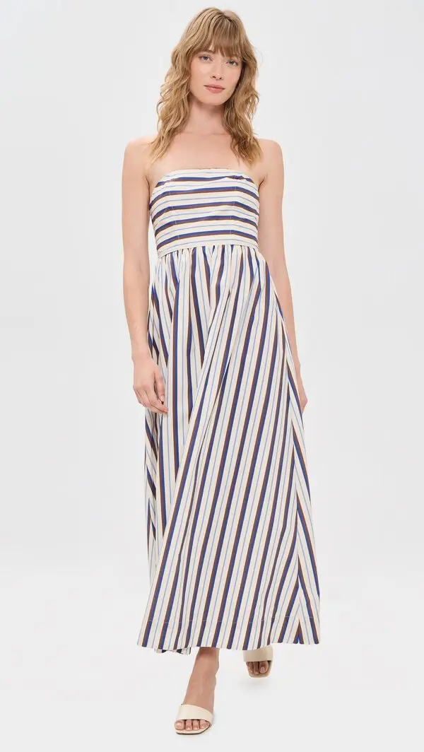 VRG GRL Sylvie Midi Dress With Stripes