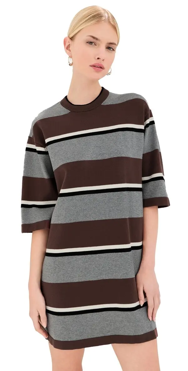 LE BOP Mara Rugby Tee Dress - Chocolate/heather Grey