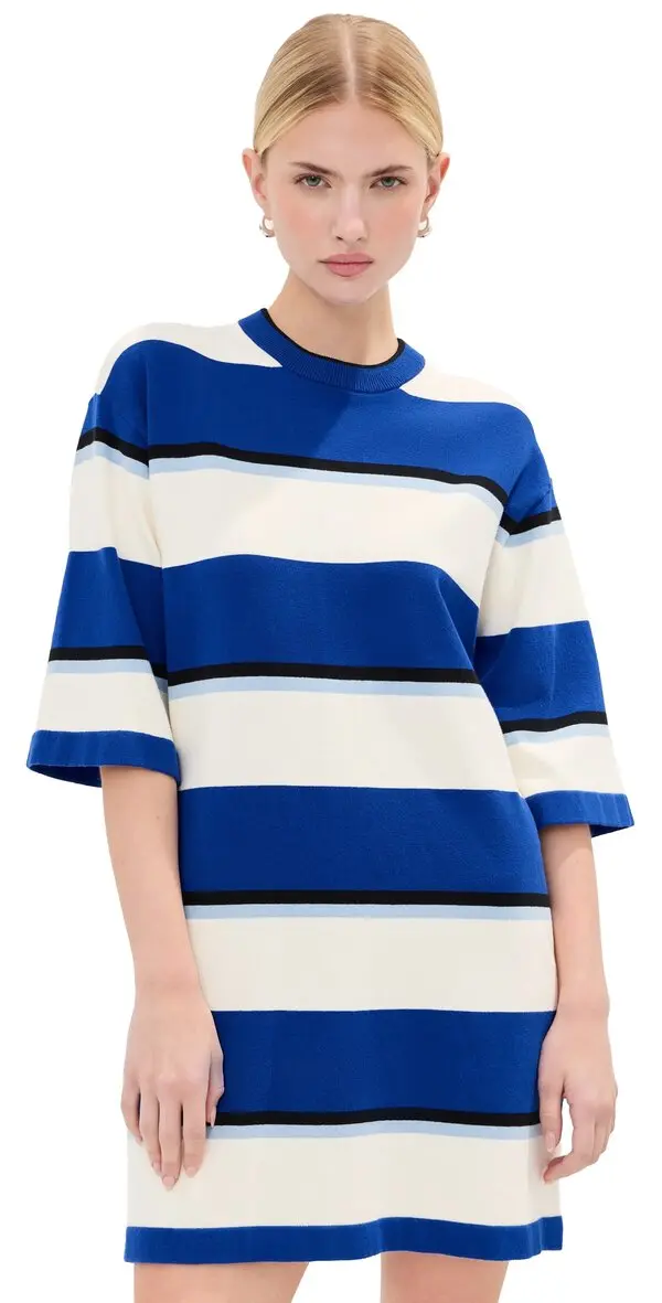 LE BOP Mara Rugby Tee Dress - Royal Blue/white