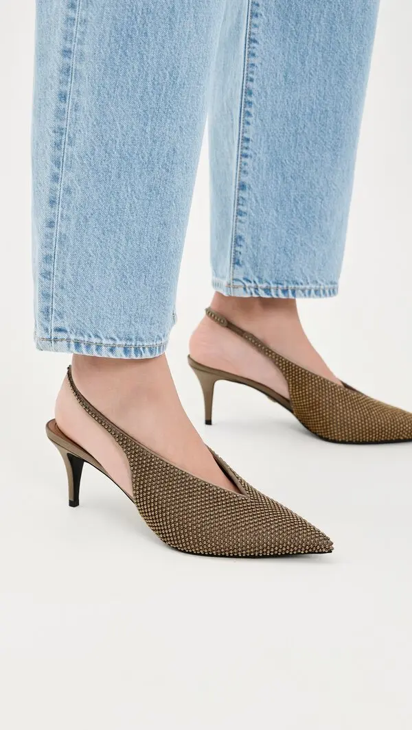 Stella McCartney Studded Mesh Slingbacks
