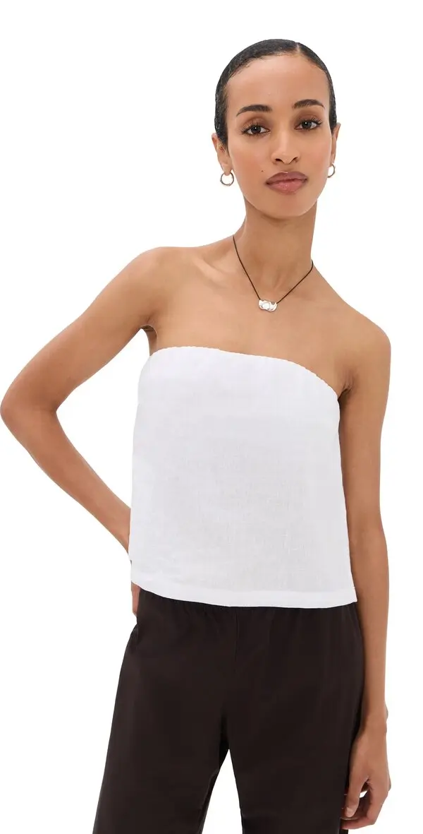 PERFECTWHITETEE Gianna Linen Tube Top - White