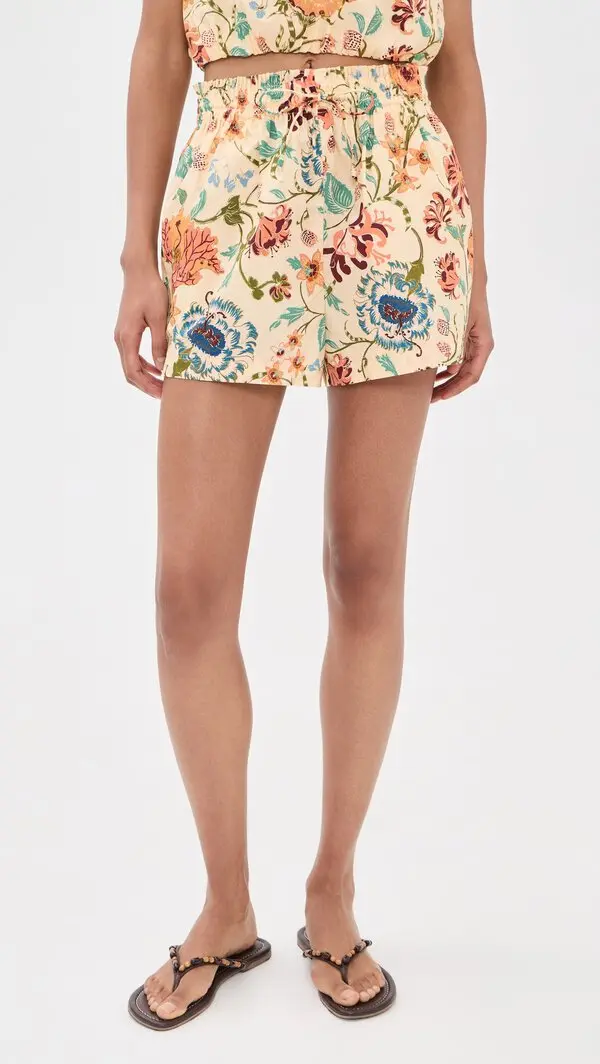Ulla Johnson Marnie Cotton Floral Print Shorts - Abalone