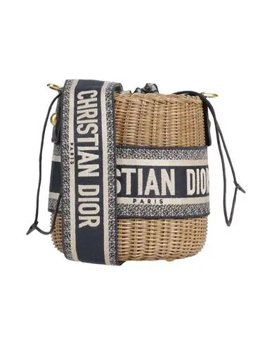 Dior Woven Bucket Bag With Embroidered Logo - Light Brown