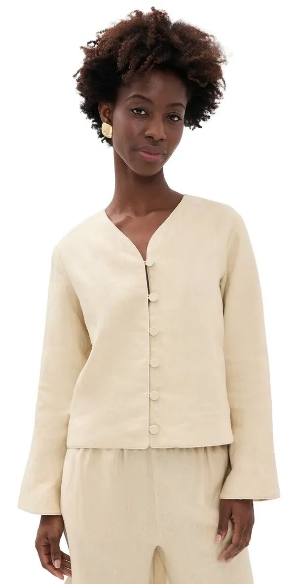 Posse Lucia Linen Blouse - Biscotti