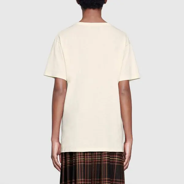 Gucci Sequined Letter Logo Oversized Short-sleeved Top - White