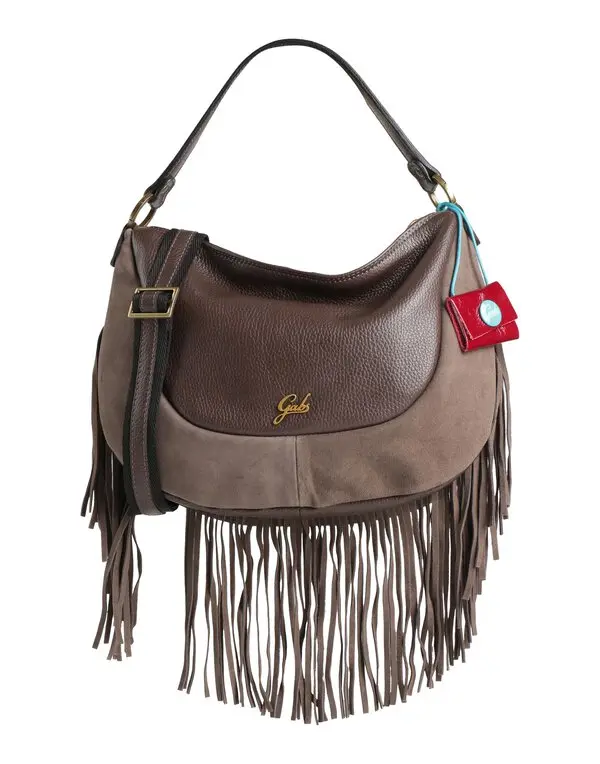 GABS Chocolate Calfskin Hobo Bag With Fringe Detail - Brown