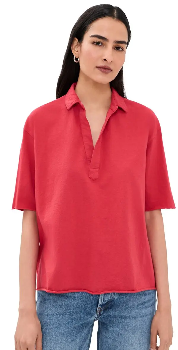 Frank & Eileen Patty Popover Henley Tee - Cherry