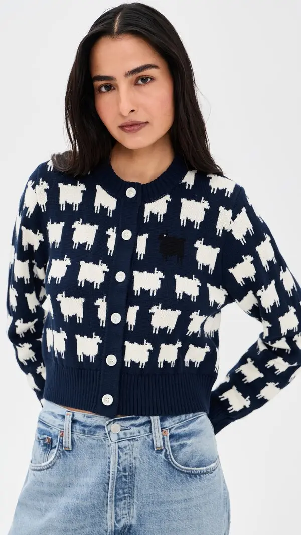 ROWING BLAZERS Cotton Cropped Sheep Cardigan