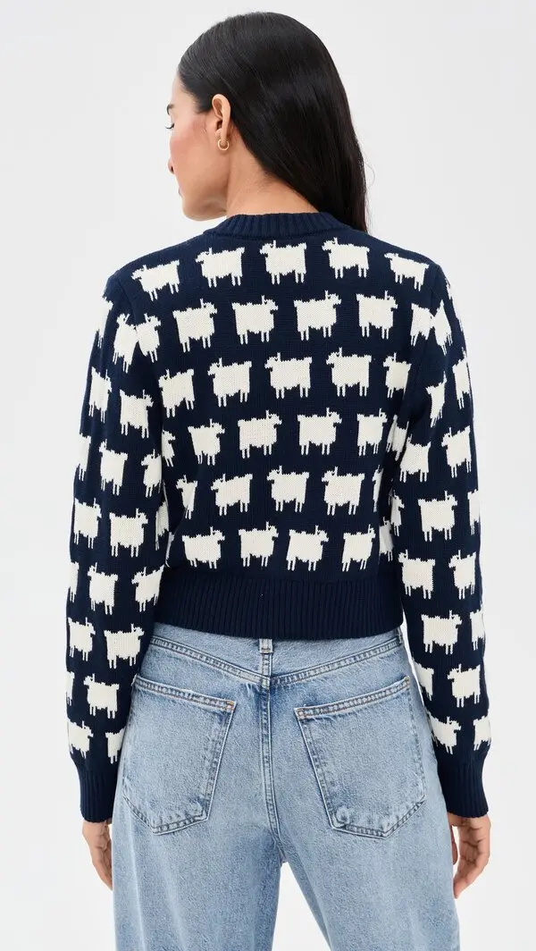 ROWING BLAZERS Cotton Cropped Sheep Cardigan