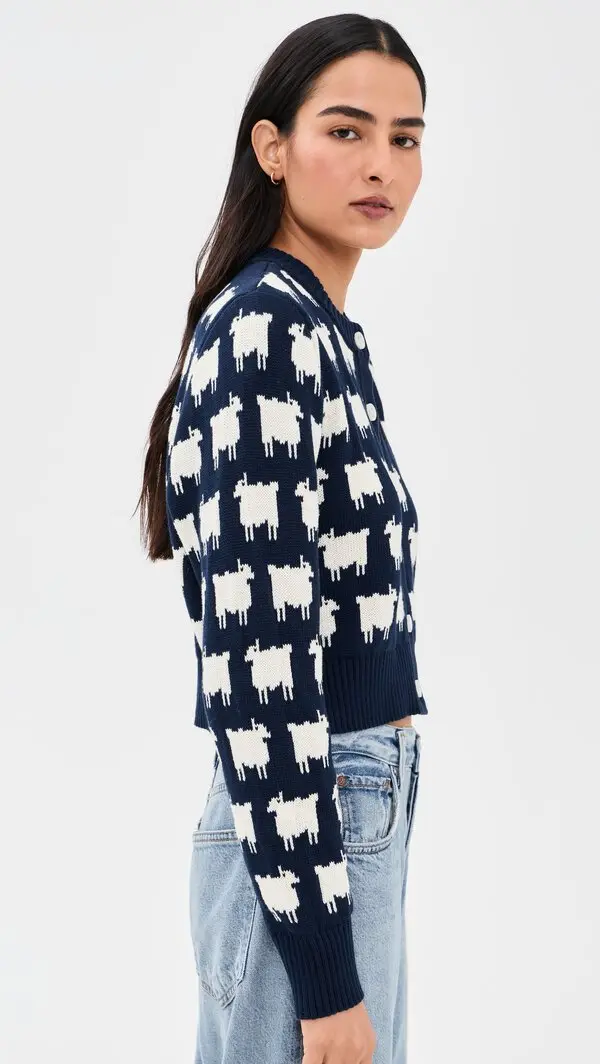 ROWING BLAZERS Cotton Cropped Sheep Cardigan