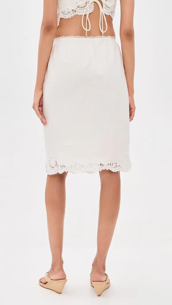Posse Darya Lace Trim Linen Blend Skirt