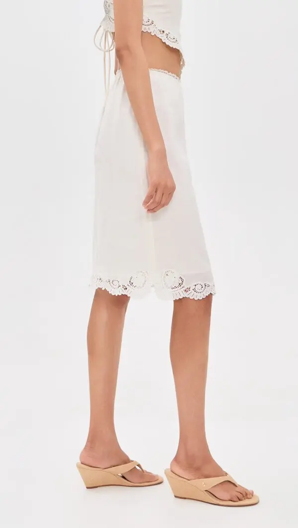 Posse Darya Lace Trim Linen Blend Skirt
