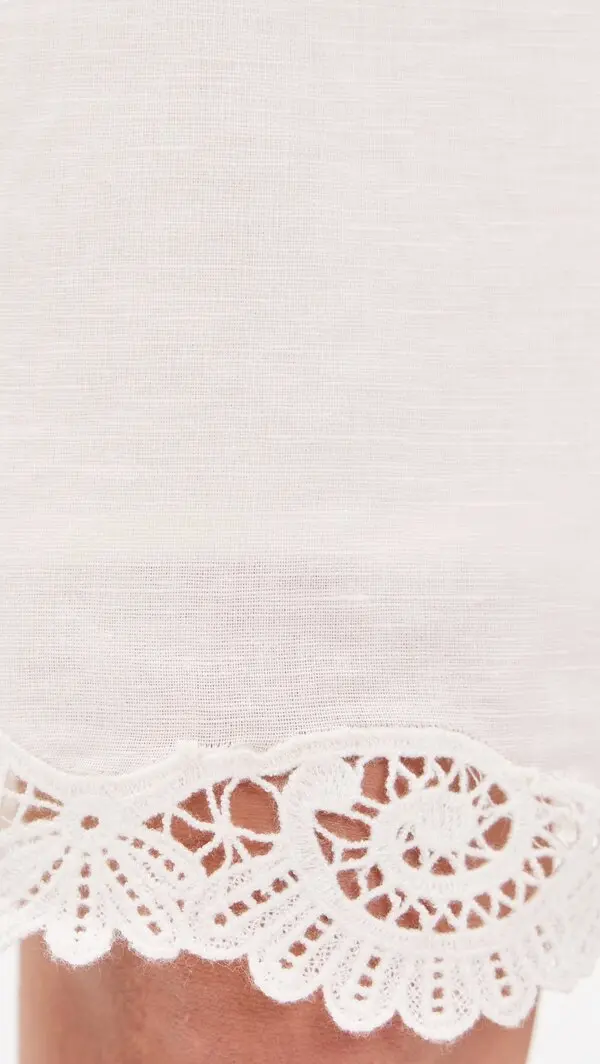 Posse Darya Lace Trim Linen Blend Skirt