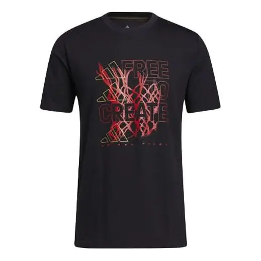 Adidas Cny Inline Tee Printing Basketball Sports Short Sleeve - Black