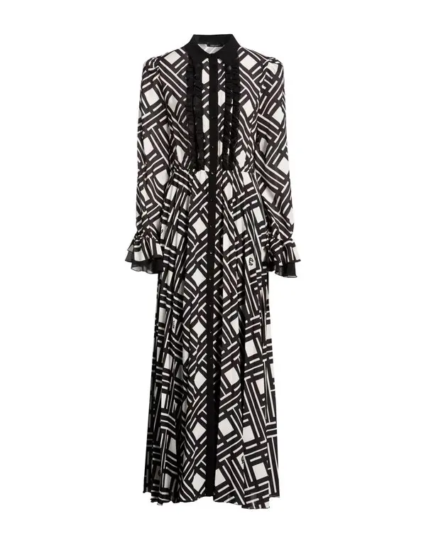 CRISTINAEFFE Geometric Print Georgette Maxi Shirt Dress