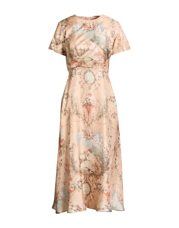 Paul & Joe Multicolor Satin Printed Midi Dress