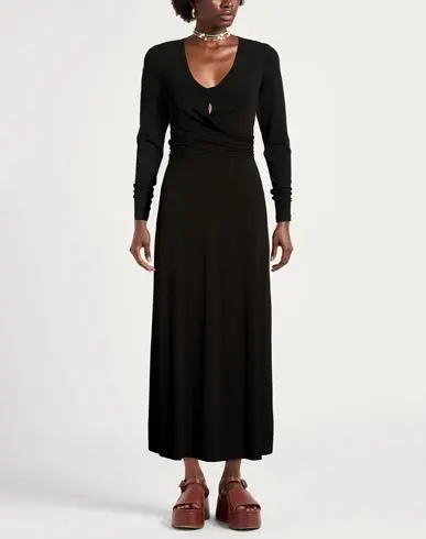 OTTOD'AME Maxi Dress With V-neck And Long Sleeves