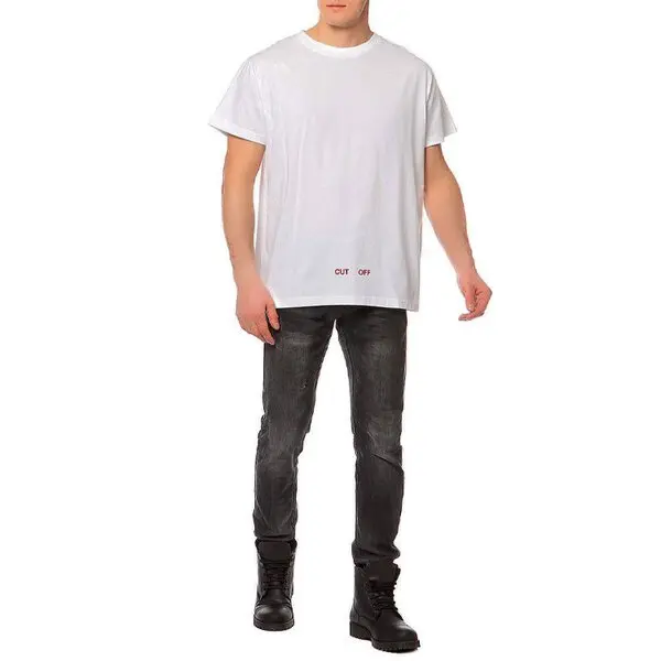 Off-White Short Sleeve T-shirt With Back Logo Detail - White