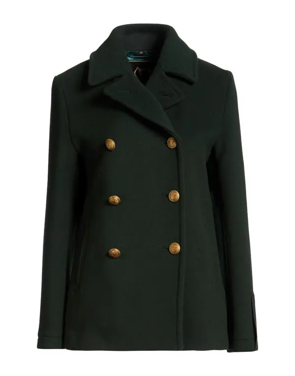SEALUP Pea Coat In Emerald Wool And Polyamide