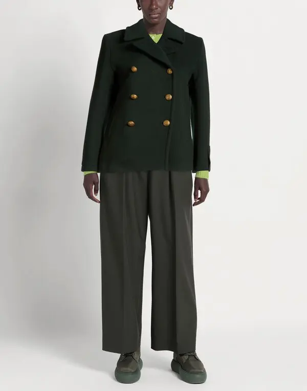 SEALUP Pea Coat In Emerald Wool And Polyamide
