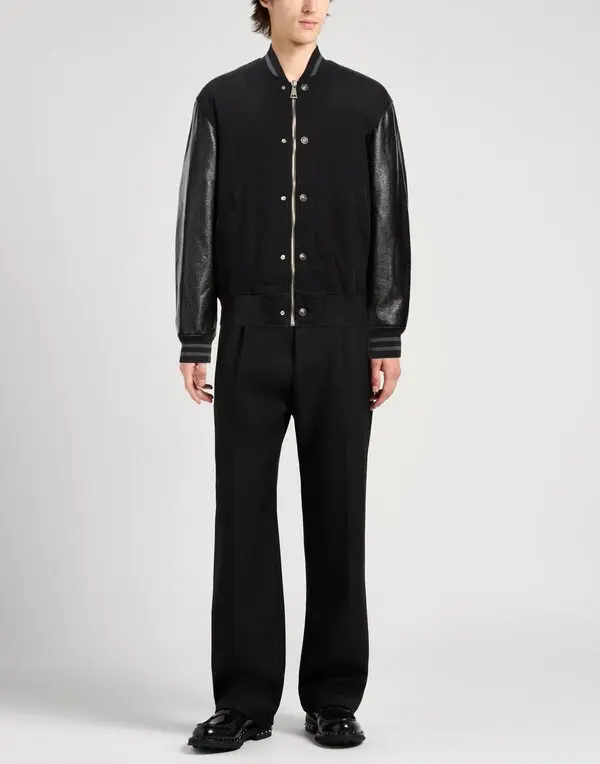 Versace Denim Bomber Jacket With Faux Leather Sleeves