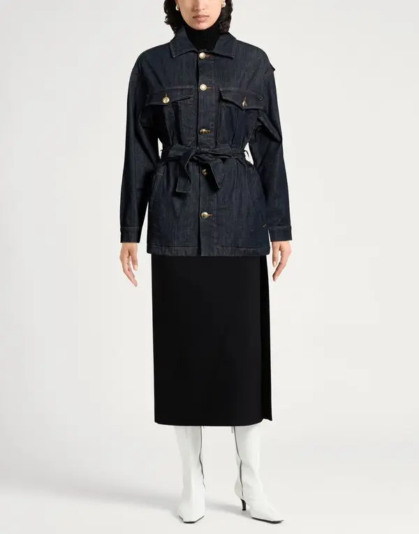 Hogan Denim Jacket With Belt And Flap Pockets