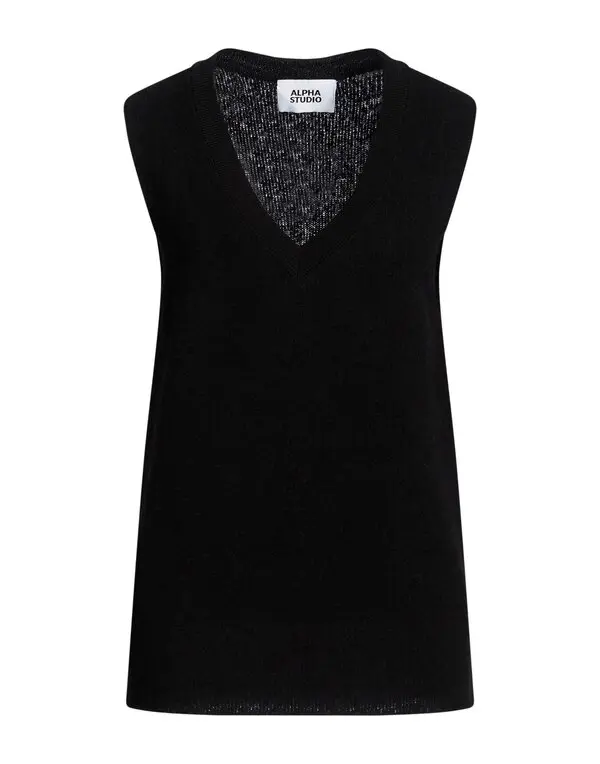 Alpha Studio Sleeveless V-neck Sweater - Black