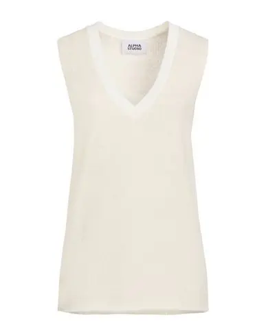 Alpha Studio Sleeveless V-neck Sweater Vest - White