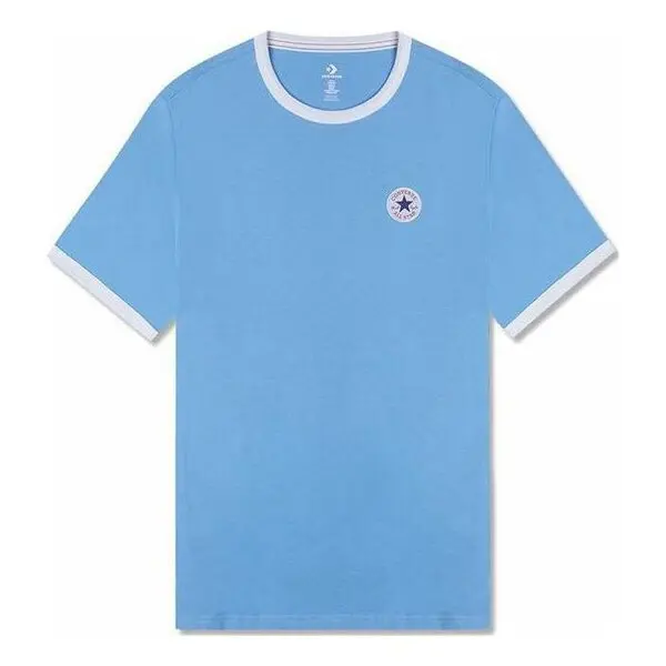 CONVERSE Ringer Short Sleeve Tee Asia Sizing 'light Blue - Light Blue/white
