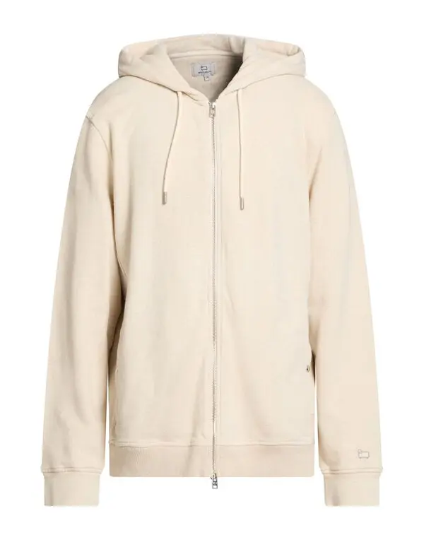 Woolrich Cotton And Linen Blend Zip-up Hoodie With Embroidered Logo