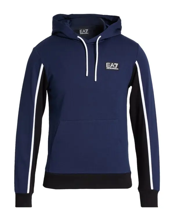EA7 Cotton Terry Hoodie With Side Seam Stripes