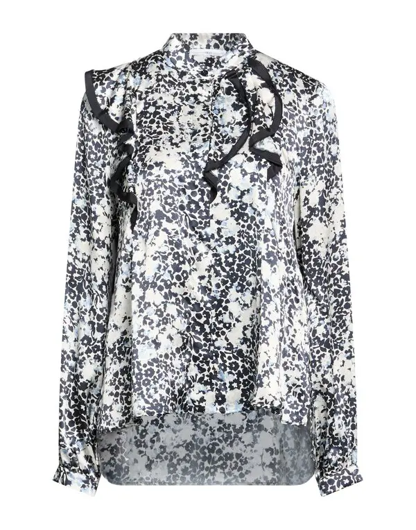 High Silk Floral-print Ruched Shirt - Blue