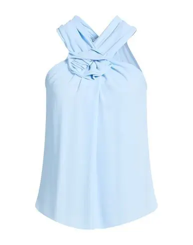 COMPAGNIA ITALIANA Sleeveless Crepe Top With Floral Appliqu - Blue