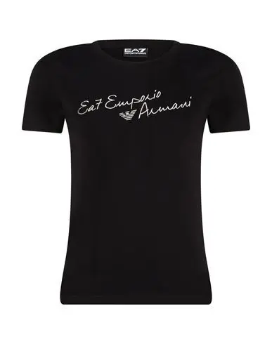 EA7 Cotton Elastane T-shirt With Embroidered Logo - Black