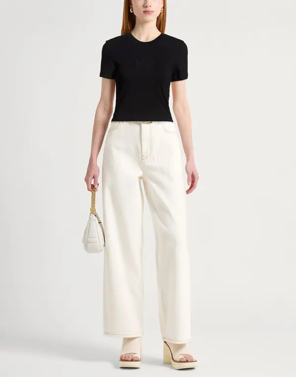 Versace Cropped Cotton T-shirt With Appliqués - Black