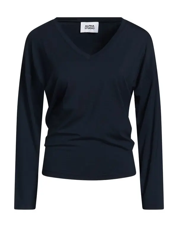Alpha Studio Long Sleeve V-neck T-shirt - Blue
