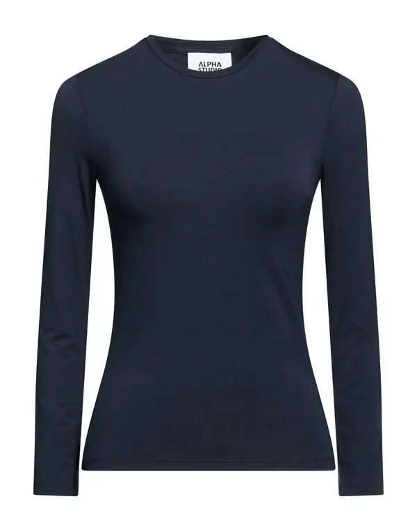 Alpha Studio Midnight Viscose Elastane Long Sleeve T-shirt - Blue