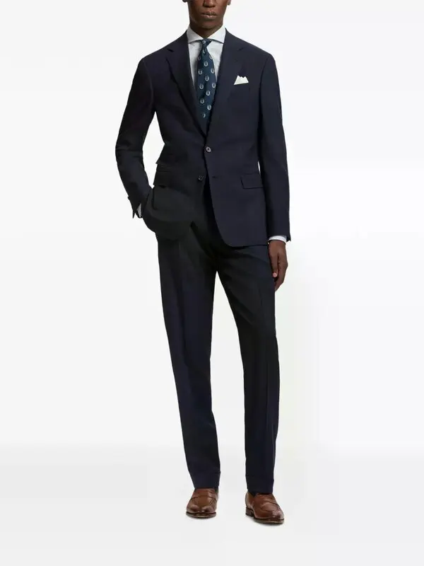 Ralph Lauren Purple Label Silk Jacquard Crest Motif Tie
