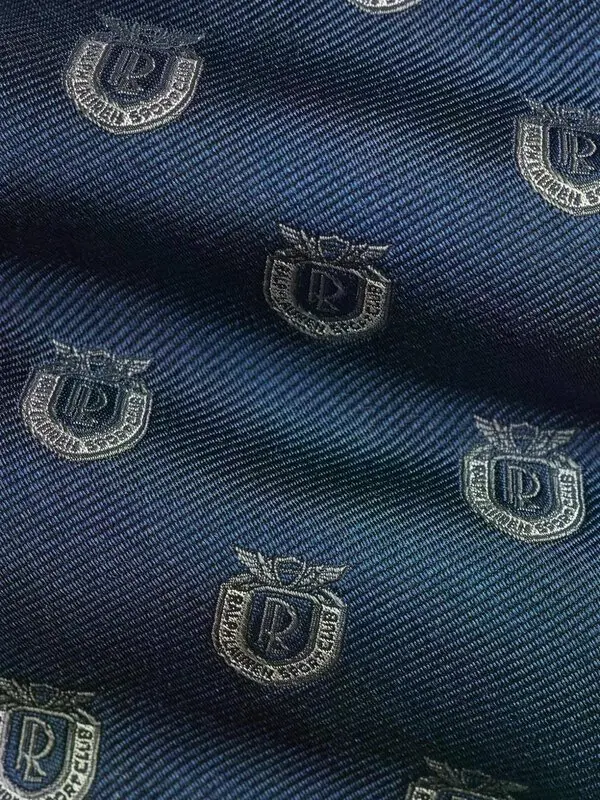 Ralph Lauren Purple Label Silk Jacquard Crest Motif Tie