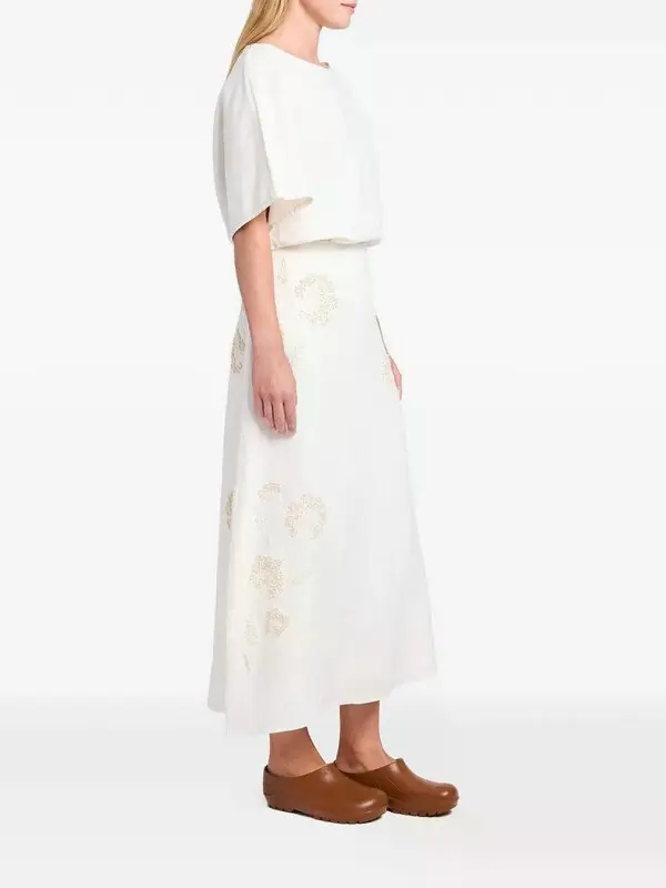 TWP A-line Floral Skirt - Neutrals