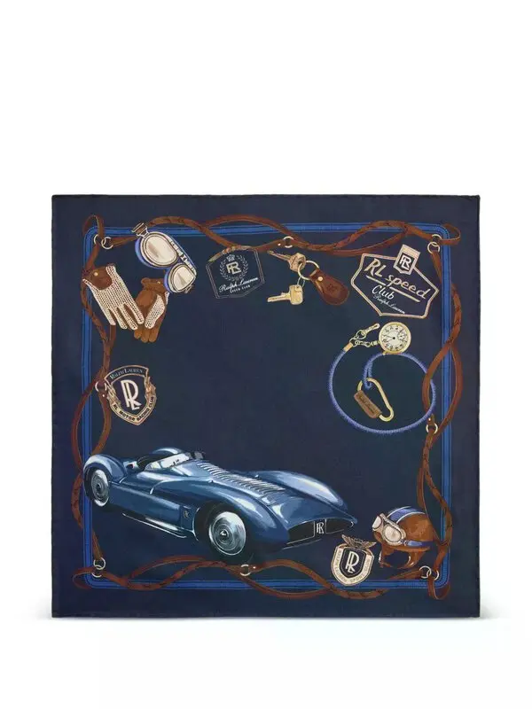 Ralph Lauren Purple Label Automobile-print Pocket Square
