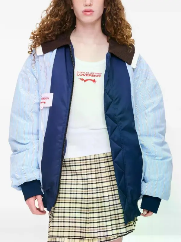CHARLES JEFFREY Logo Embroidered Bomber Jacket