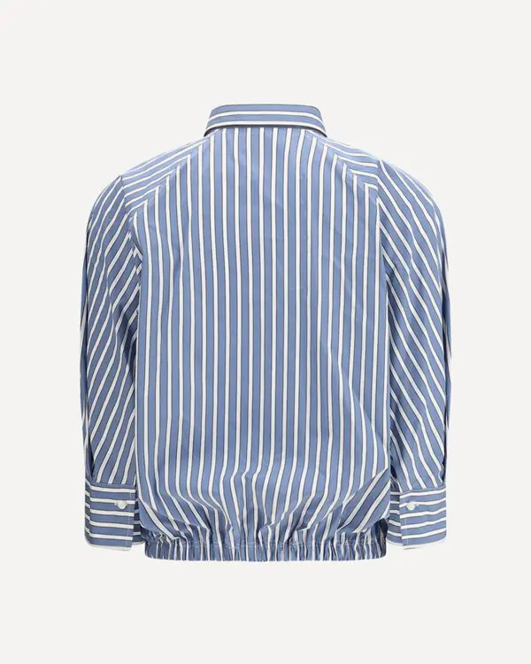 Brunello Cucinelli Striped Shirt With Balloon Raglan Sleeves